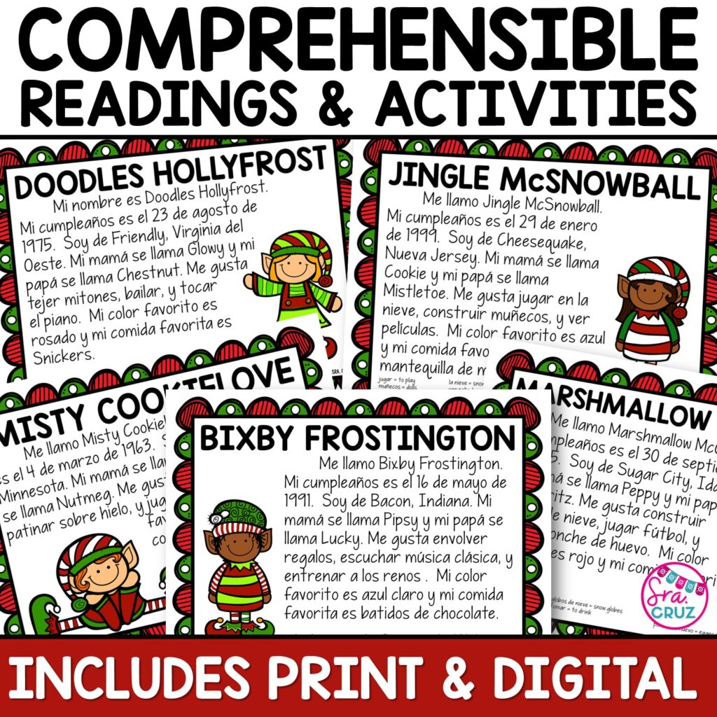 Spanish Reading Comprehension Activities BUNDLE Gallery Walk + DIGITAL ...