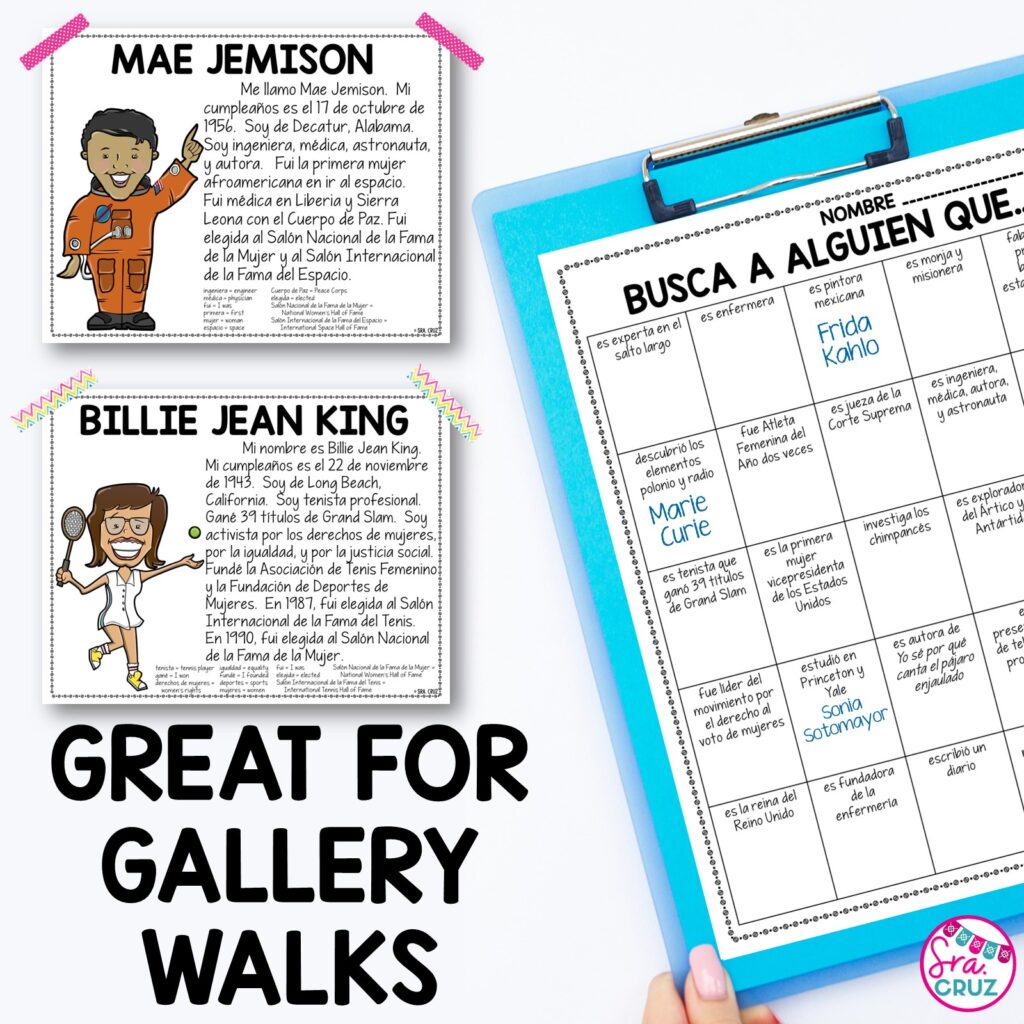 Women's History Month Spanish Reading Comprehension Activities with ...